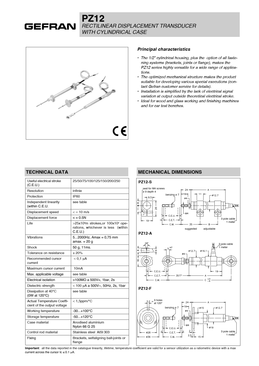 PZ12 1/2” cylindrical housing, Cảm biến vị trí Gefran Việt Nam, Gefran Việt Nam, Gefran Vietnam ...